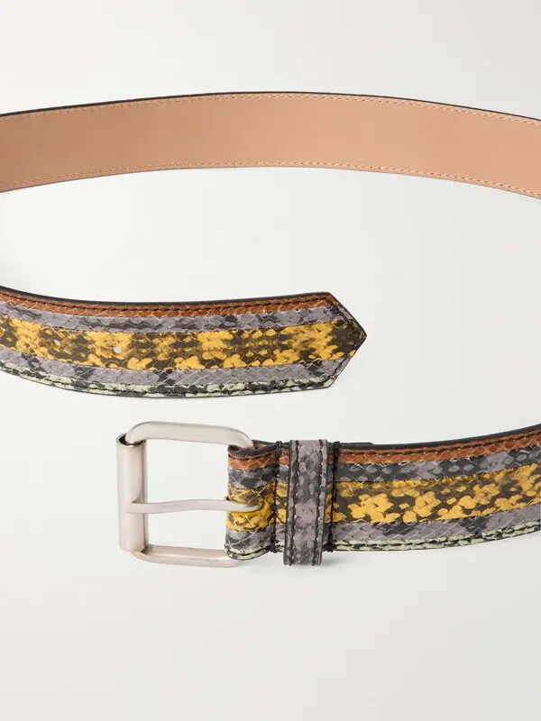 Dries Van Noten 3cm Patchwork Snake-effect Leather Belt