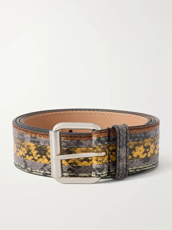 Dries Van Noten Patchwork Snake-effect Leather Belt - Multi