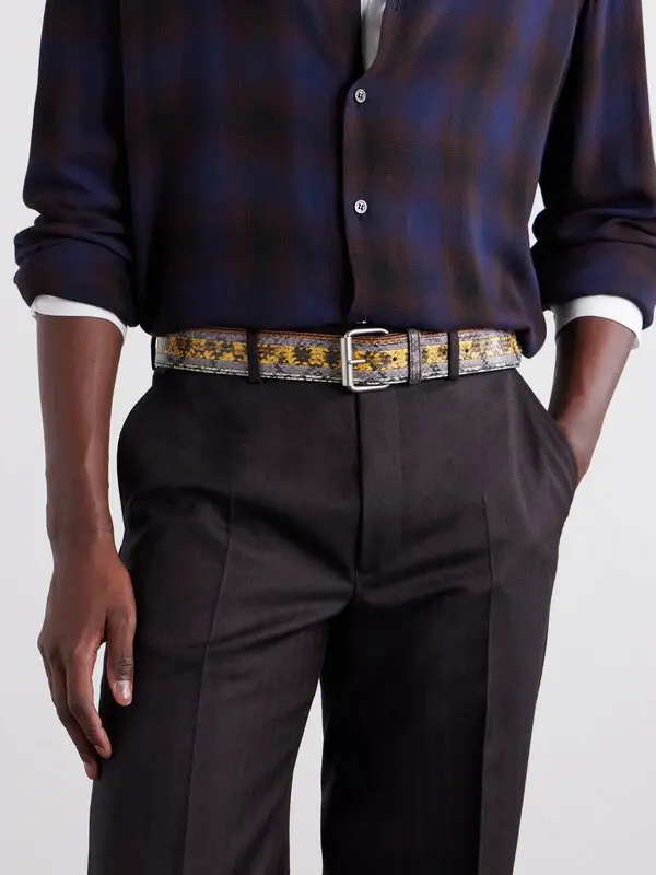 Dries Van Noten Patchwork Snake-effect Leather Belt
