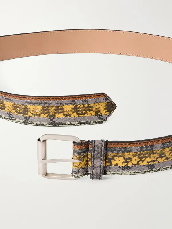 Dries Van Noten Patchwork Snake-effect Leather Belt