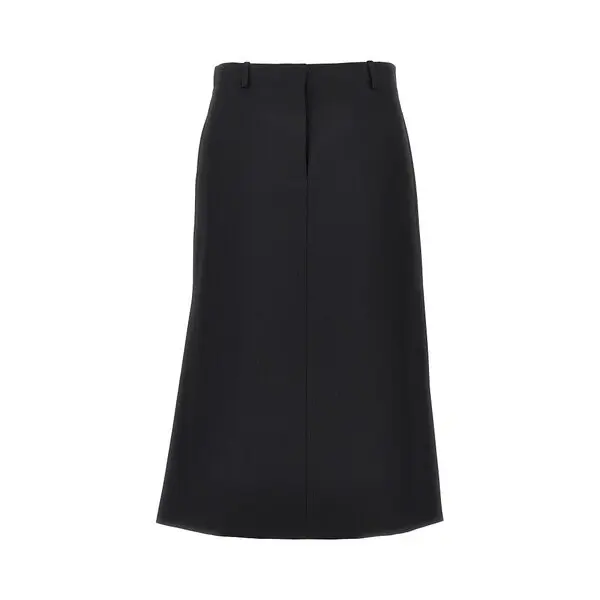 Fendi Grain De Poudre Wool Midi Skirt - Black