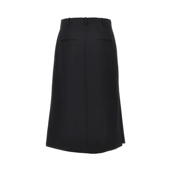 Fendi Grain De Poudre Wool Midi Skirt