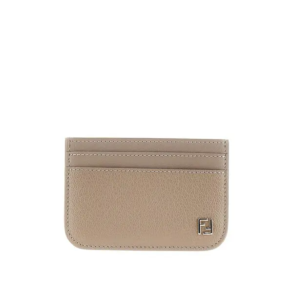Fendi Ff Leather Card Holder - Grey