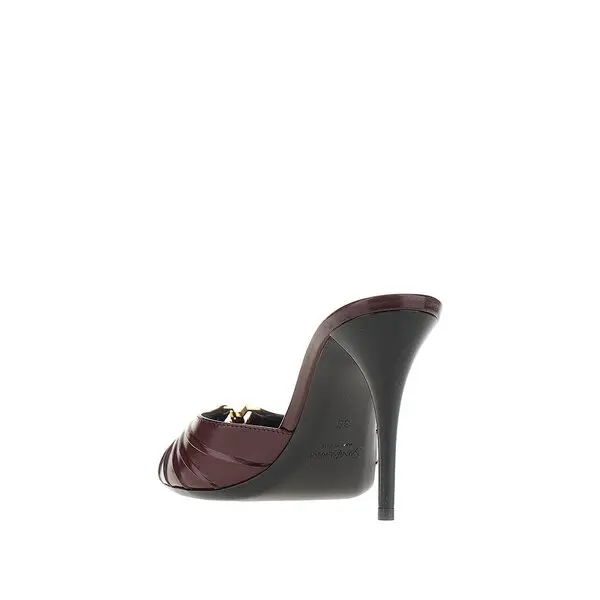 Saint Laurent Babylone" Leather Mules - Red
