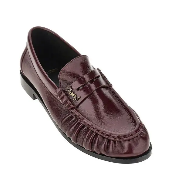 Saint Laurent Leather Loafers With Cassandre Logo - Red