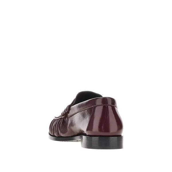 Saint Laurent Leather Loafers With Cassandre Logo - Red