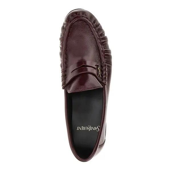 Saint Laurent Leather Loafers With Cassandre Logo - Red