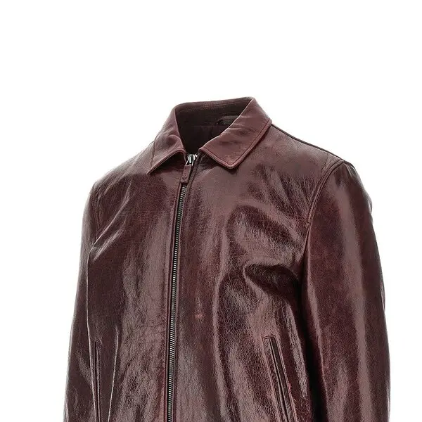 Emporio Armani Leather Jacket With Wrinkled Effect