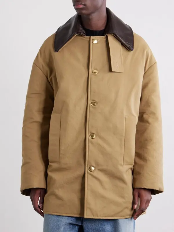 Balenciaga Leather-trimmed Cotton-canvas Coat