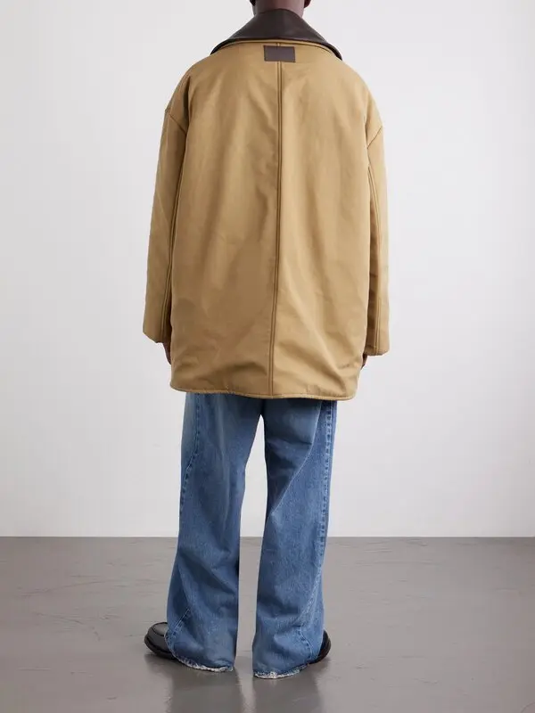 Balenciaga Leather-trimmed Cotton-canvas Coat
