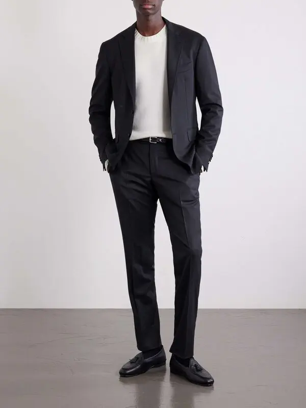 Canali Slim-leg Stretch Wool-twill Suit Trousers