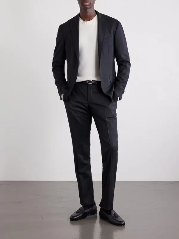 Canali Slim-leg Stretch Wool-twill Suit Trousers
