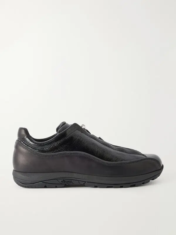 Diemme Licata Textured-leather Sneakers - Black