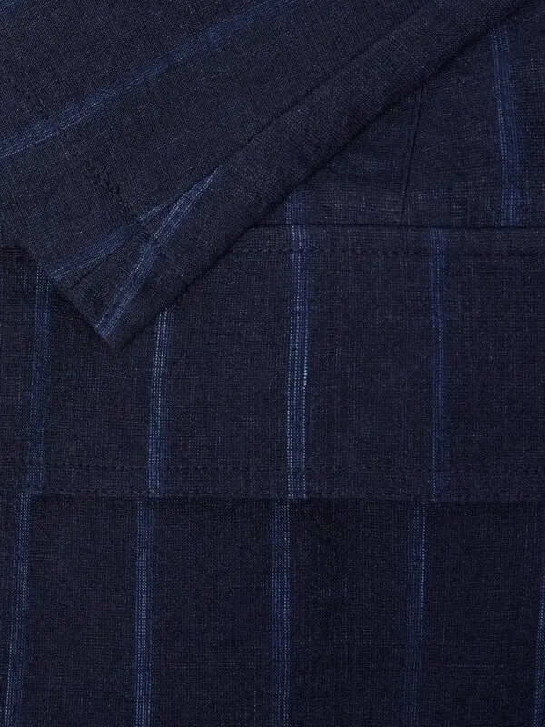 DRAKE'S Pinstriped Linen And Cotton-blend Suit Jacket