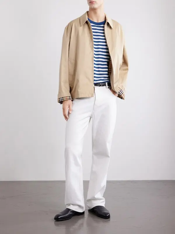 Burberry Ryan Logo-embroidered Striped Cotton-blend Jersey T-shirt