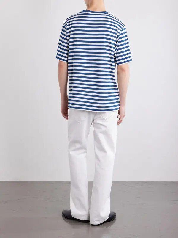Burberry Ryan Logo-embroidered Striped Cotton-blend Jersey T-shirt