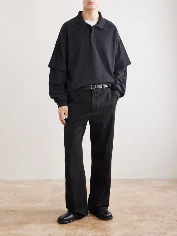 AGOLDE Curren Layered Cotton-piqué Polo Shirt - Black