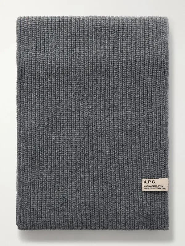 A.p.c. Sasha Ribbed-knit Wool And Cashmere-blend Scarf