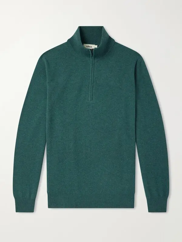 Altea Virgin Wool Half-zip Sweater - Green