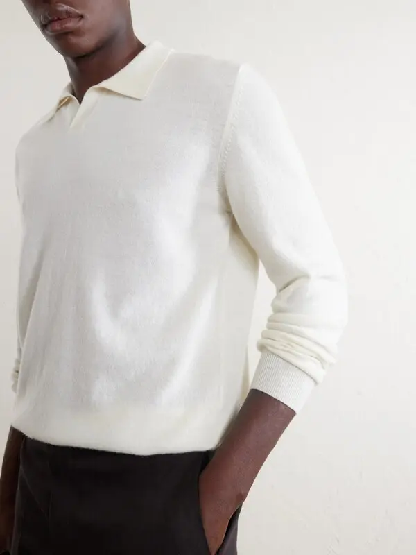 Altea Virgin Wool Polo Sweater - Neutrals