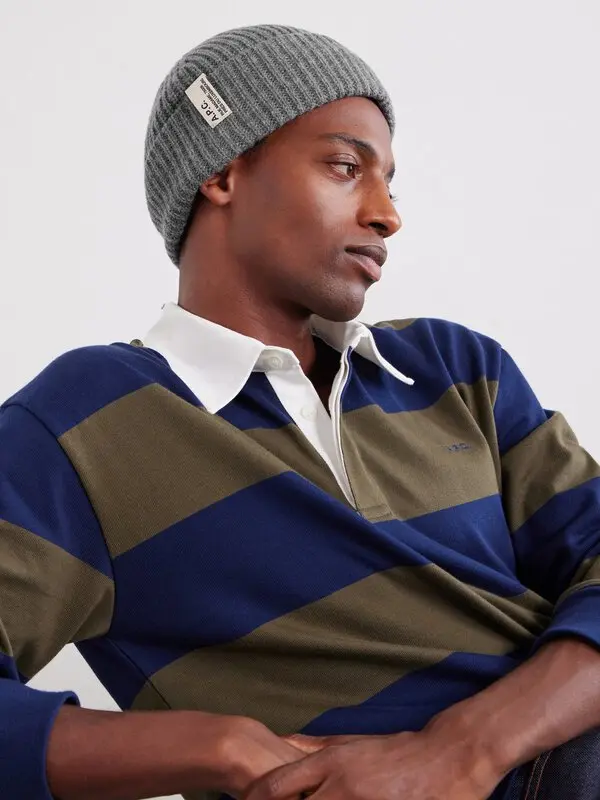 A.p.c. Ribbed Wool And Cashmere-blend Beanie - Gray