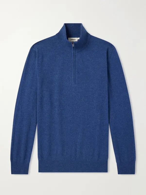 Altea Virgin Wool Half-zip Sweater - Blue