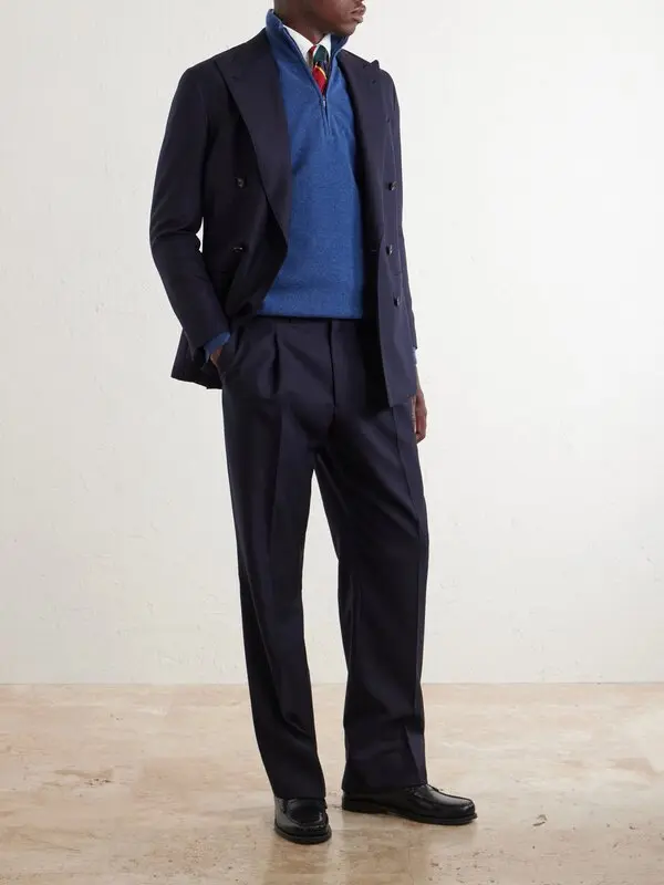 Altea Virgin Wool Half-zip Sweater - Blue