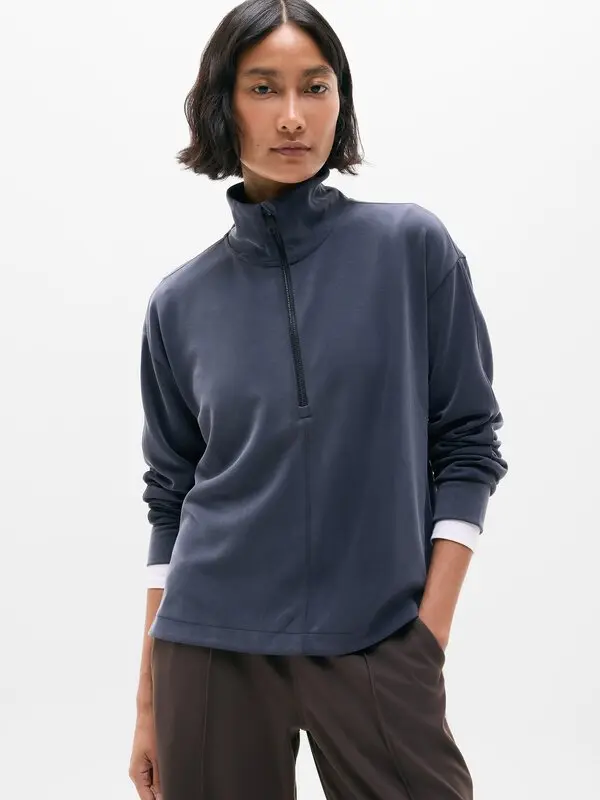 Athleta Seasoft Classic 1/4 Zip Cropped Sweatshirt