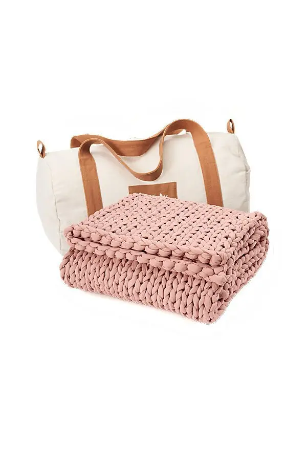 BEARABY Travel Cotton Knitted Weighted Blanket - Evening Rose