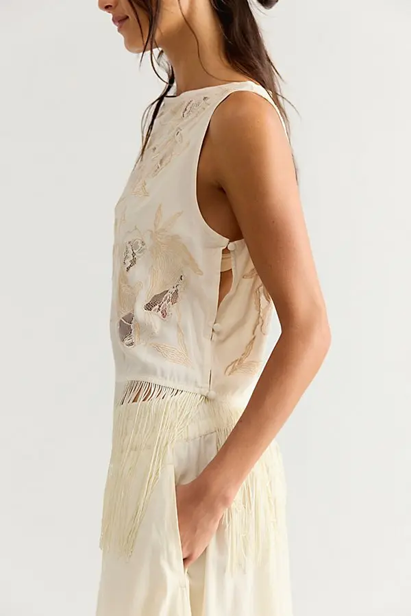 Free People Carlie Fringe Top - Tea
