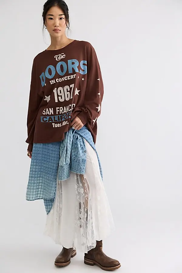 Daydreamer The Doors Gig Poster Long Sleeve Tee - Brown