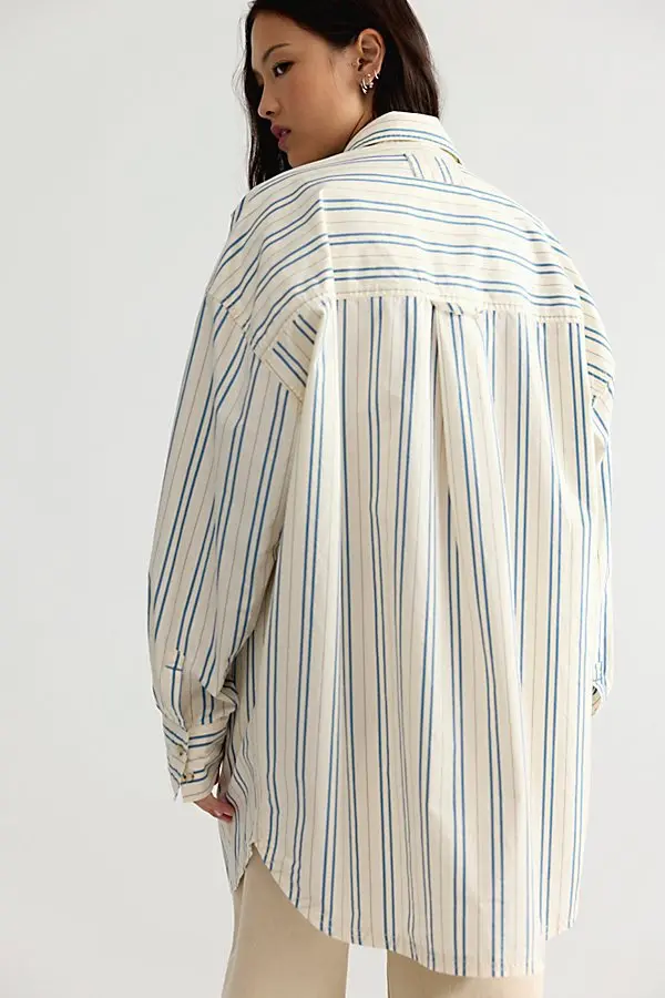 Free People Freddie Striped Button-down Shirt By - Ivory Combo