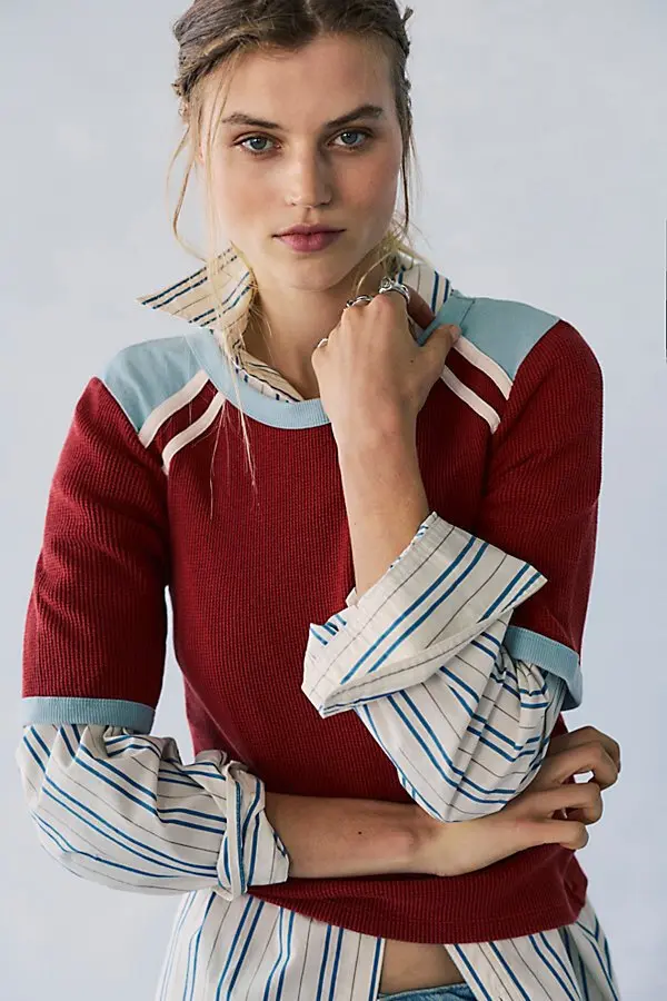 Free People Freddie Striped Button-down Shirt - Ivory Combo