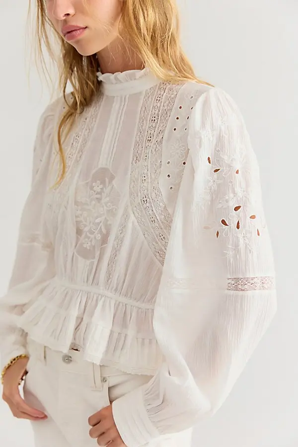 Free People Azul Eyelet Blouse