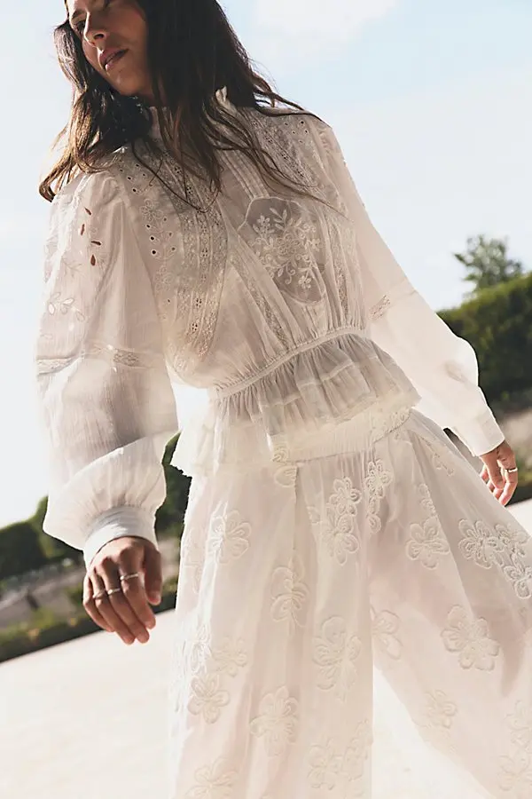 Free People Azul Eyelet Blouse - White