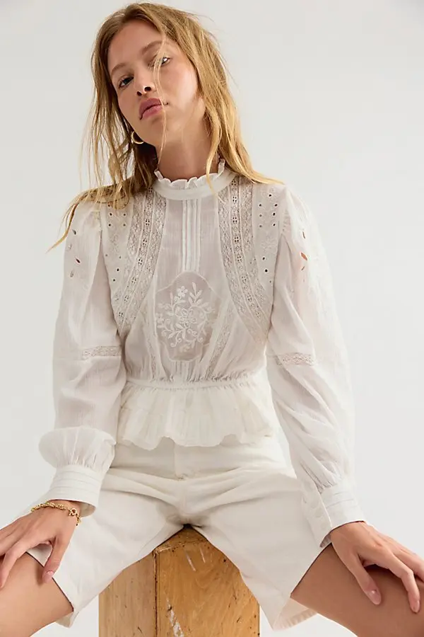Free People Azul Eyelet Blouse