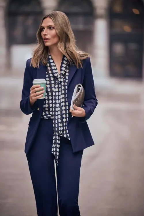 Joseph Ribkoff Chiffon Geometric-print Tie-neck Blouse