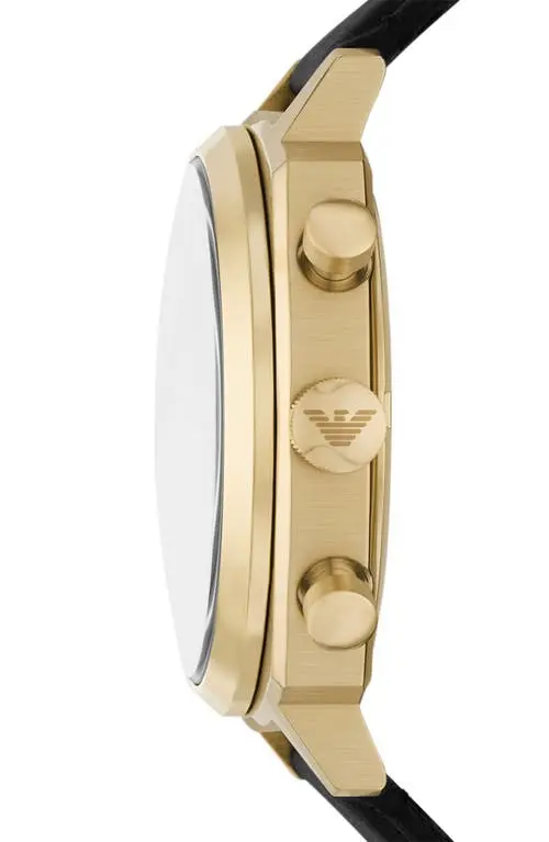 Emporio Armani Chronograph Leather Strap Watch