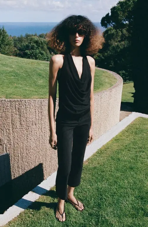 Mango Draped Fine Knit Top
