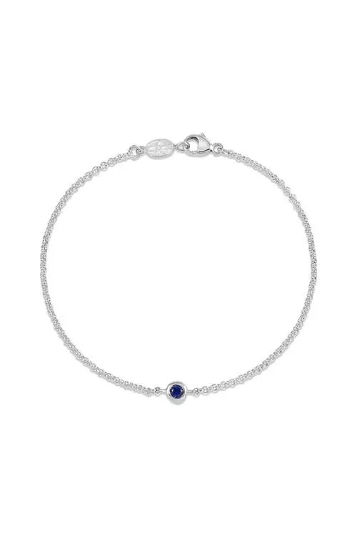 DOWER & HALL Single Blue Sapphire Dewdrop Chain Bracelet - Sterling Silver