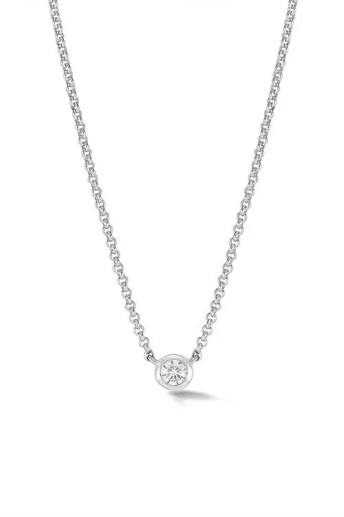 DOWER & HALL White Sapphire Round Dewdrop Pendant Necklace - Sterling Silver