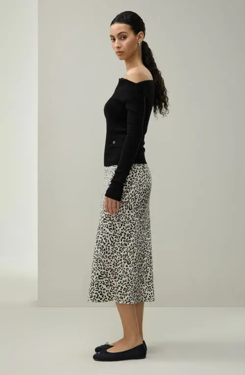 Lilysilk Leopard Print Bias Cut Silk Skirt