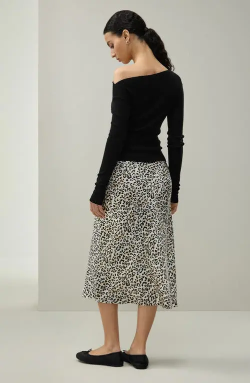 Lilysilk Leopard Print Bias Cut Silk Skirt