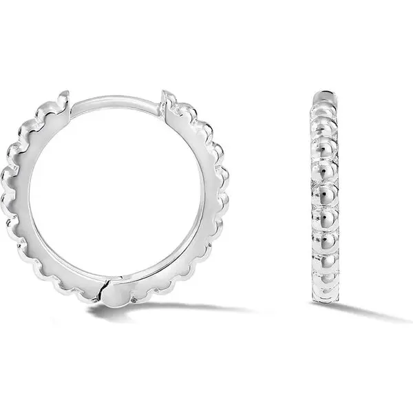 DOWER & HALL Medium Dotty Huggie Hoops - Sterling Silver