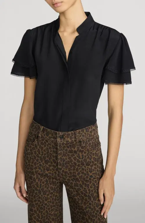 FRAME Arcadia Layered Ruffle Silk Top