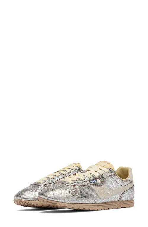 AUTRY Windspin Low Leather Sneaker - Snake Print/silver