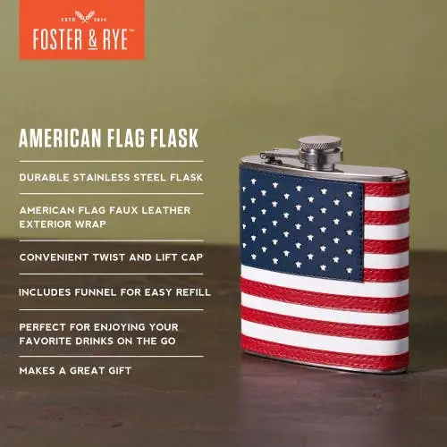 FOSTER & RYE American Flag Flask
