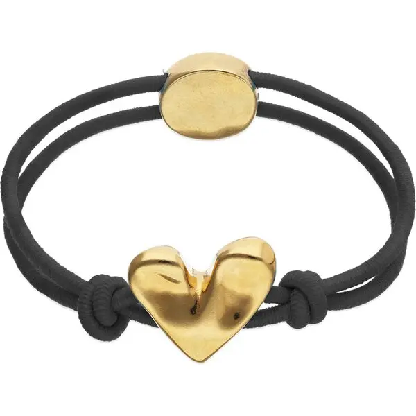 UNODE50 18k Gold-plated Heart Elastic Bracelet - Black