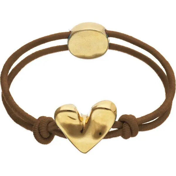UNODE50 18k Gold-plated Heart Elastic Bracelet - Brown