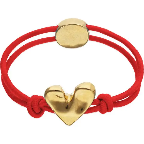 UNODE50 18k Gold-plated Heart Elastic Bracelet - Red